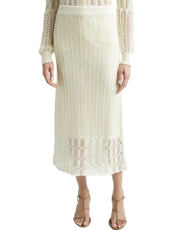 JIL SANDER Cotton Crochet Midi Skirt - Eggshell