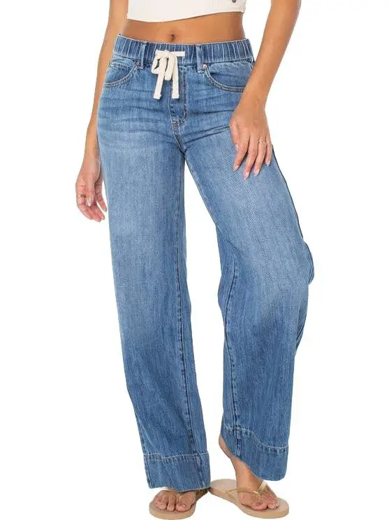 Roxy Finley Wide Leg Drawstring Jeans - Zone Out