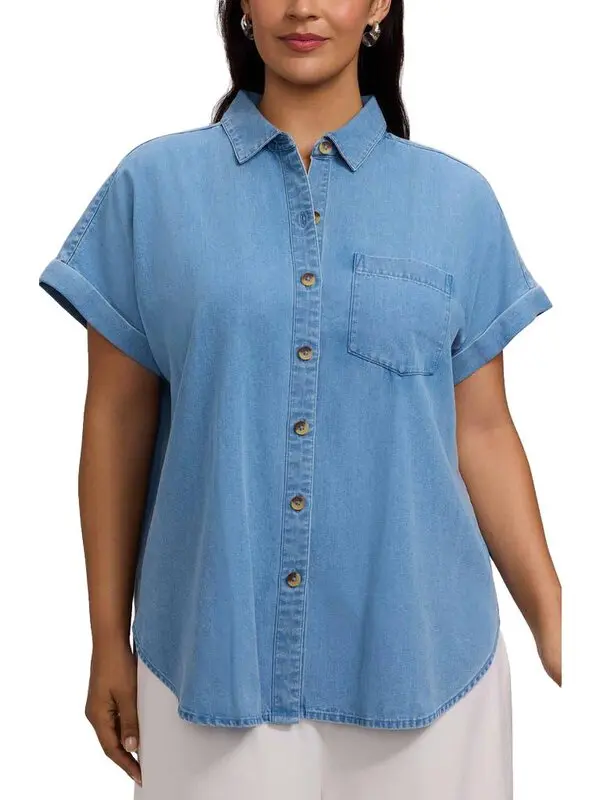 Foxcroft Abigail Denim Shirt - Bleach Wash