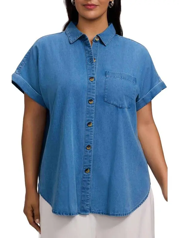Foxcroft Abigail Denim Shirt - Medium Wash