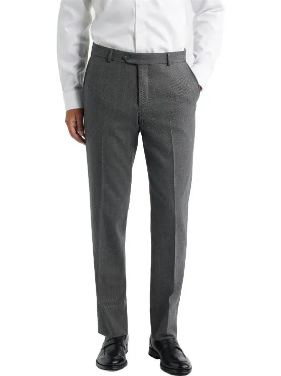 Berle Covert Stretch Worsted Wool Twill Dress Pants - Med Grey