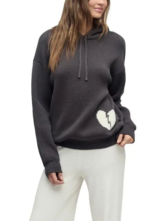 Barefoot Dreams Cozychic® Heartbreaker Cotton Graphic Hoodie - Carbon-pearl