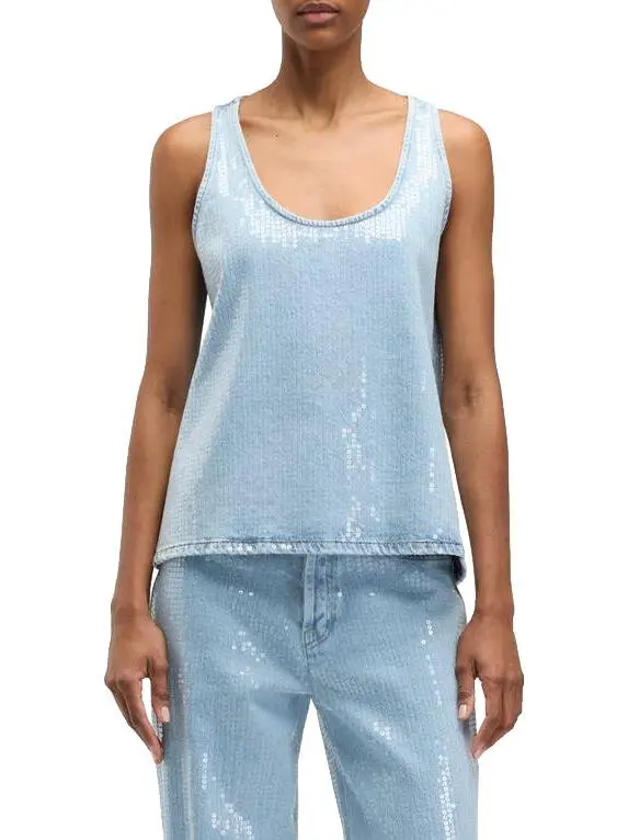 SEVEN Sequin Denim Tank - Shimmer