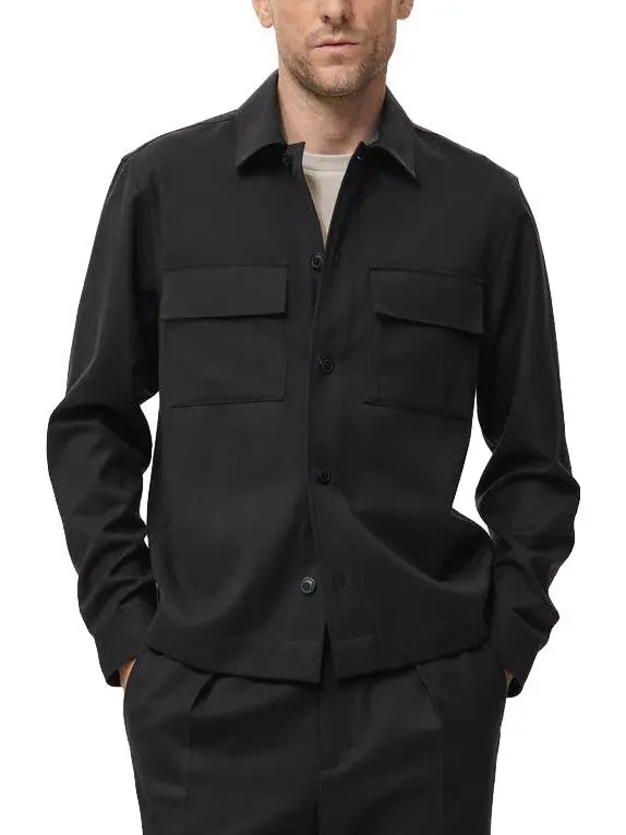 Mango Flannel Pocket Overshirt - Black