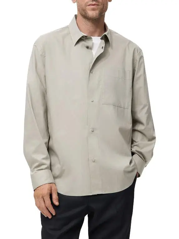 Mango Relaxed Fit Solid Snap-up Shirt - Beige