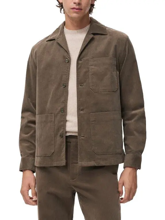 Mango Regular Fit Corduroy Overshirt - Mink Grey