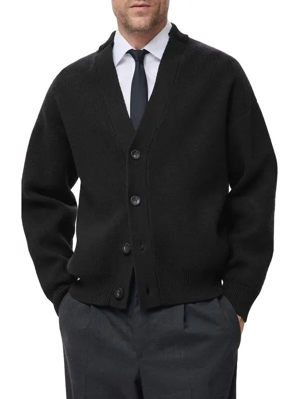 Mango Relaxed Fit V-neck Cardigan - Black
