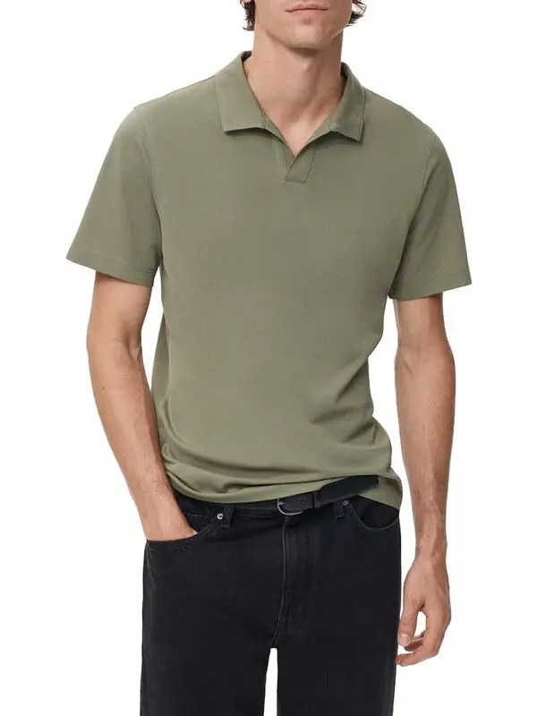 Mango Slim Fit Johnny Collar Piqué Polo - Dark Green