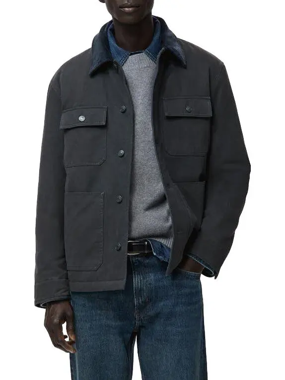 Mango Cotton Corduroy Collar Jacket - Charcoal
