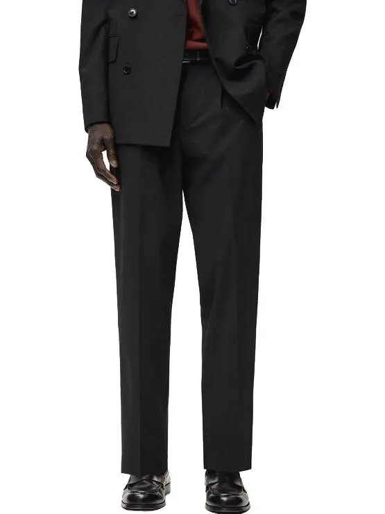 Mango Regular Fit Pleated Suit Trousers - Black