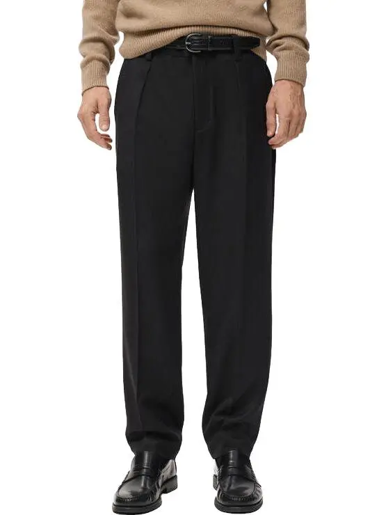 Mango Regular Fit Pleated Trousers - Black