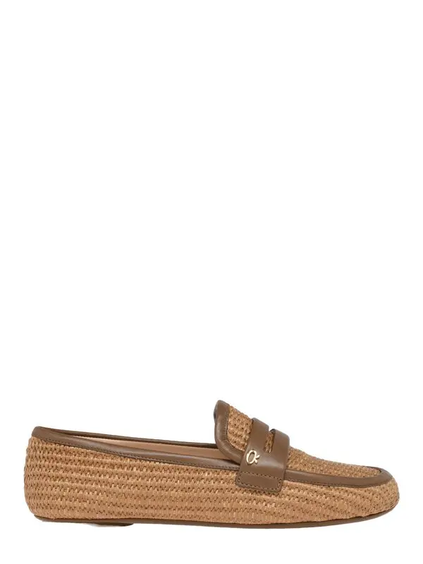 GIANVITO ROSSI Giorgia Raffia Loafers - Brown - Raffia