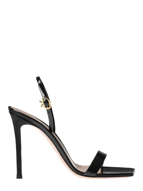 GIANVITO ROSSI Ribbon Stiletto Sandal - Black -  Patent Calf