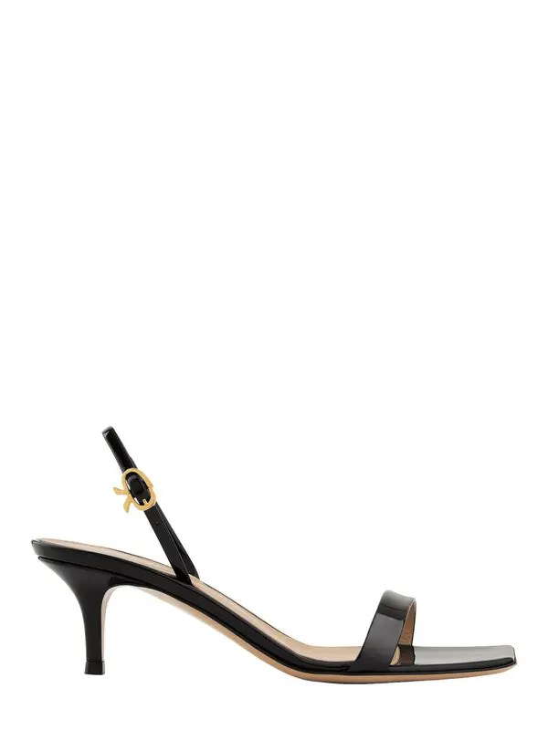 GIANVITO ROSSI Ribbon Kitten Heels - Black -  Patent Calf