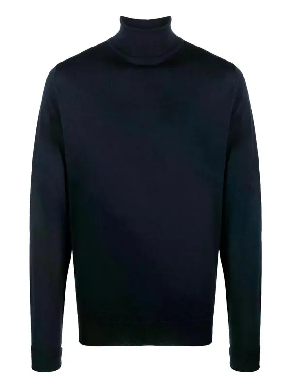 John Smedley Merino Wool Roll-neck Jumper - Blue