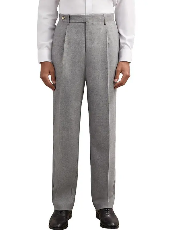 REISS Wool Mixer Tailored Fit Trousers - Soft Grey