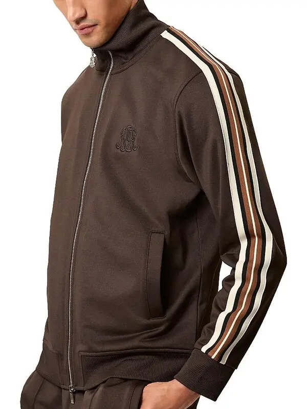 REISS Malloy Embroidery Track Jacket - Brown