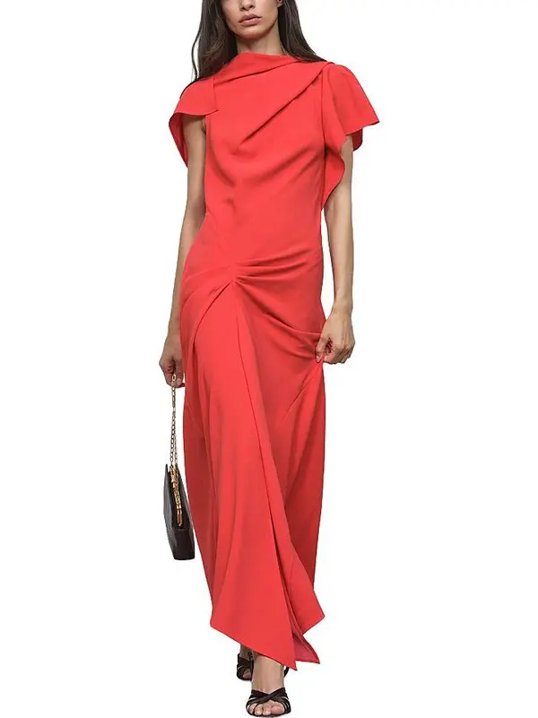 REISS Saskia Draped Dress - Orange