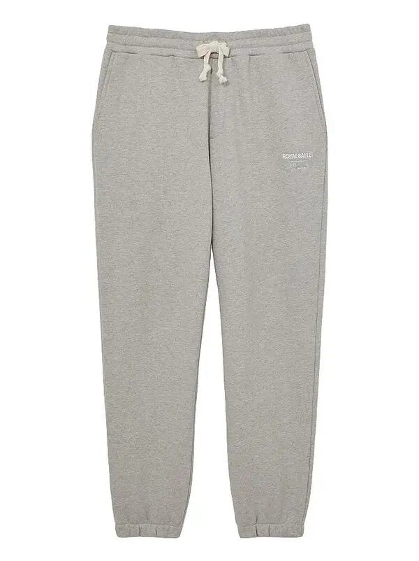REISS Jete Heavyweight Embroidered Joggers - Grey Melange