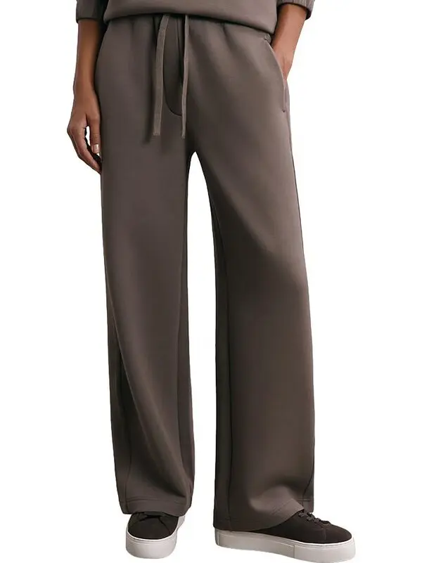 REISS Laney Wide Leg Jogger Pants - Taupe Brown