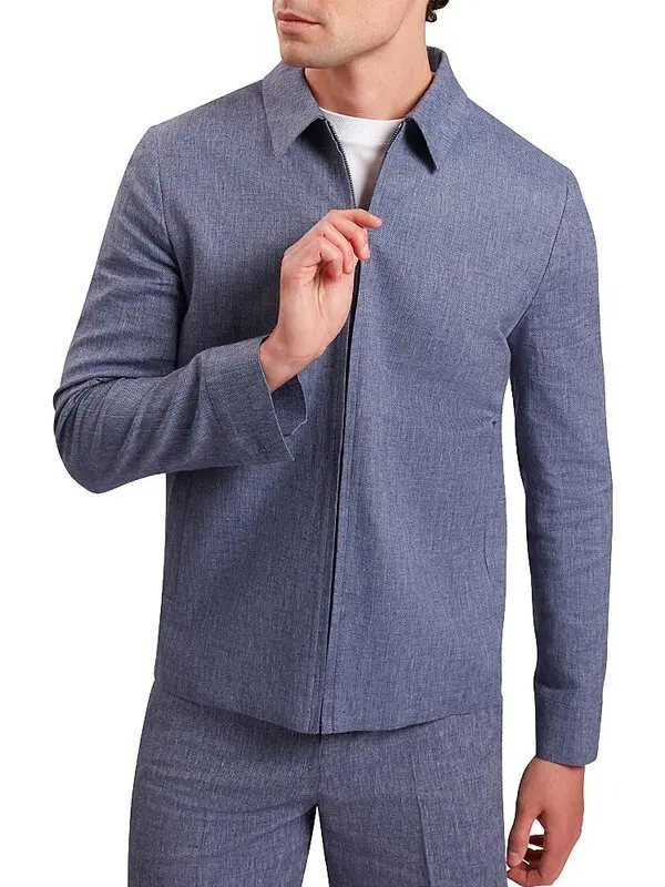 Ted Baker London Linen Blend Harrington Jacket - Navy