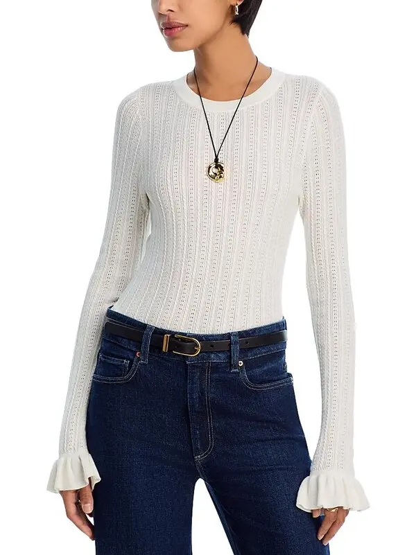 Paige Novelty Stitch Crewneck Top - Ivory