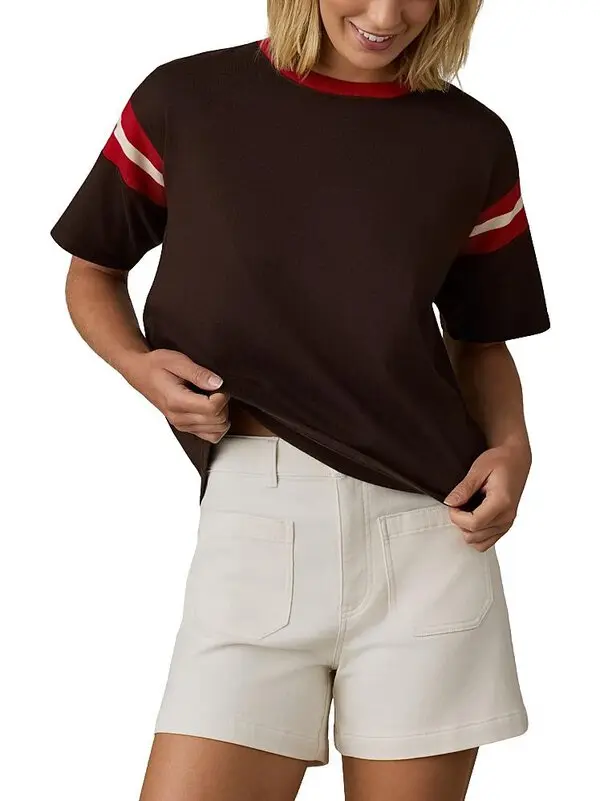 Faherty Brand Sport Jersey Throwback Tee - Espresso Varsity