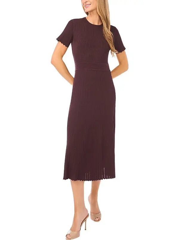 Ted Baker London Short Sleeve Crew Neck Midi Dress - Dark Chocolate