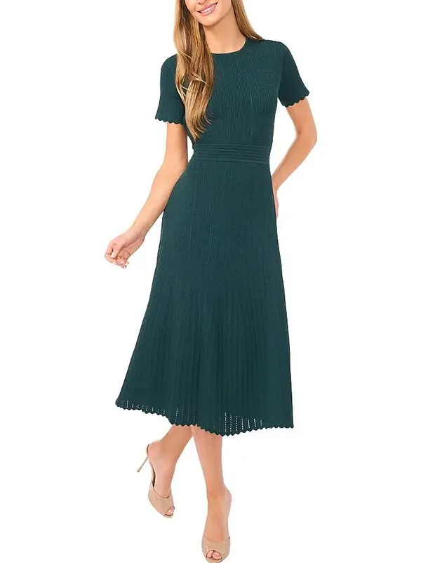 Ted Baker London Short Sleeve Crew Neck Midi Dress - Midnight Teal