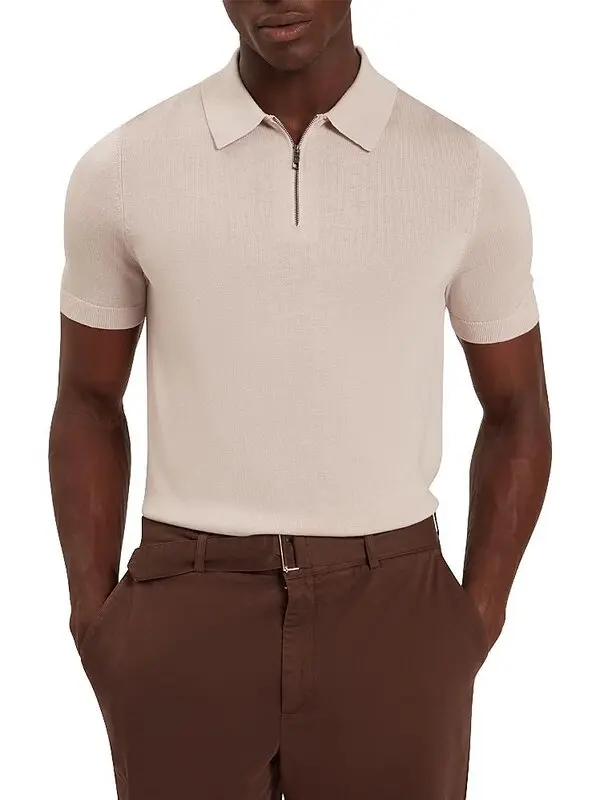 Ted Baker London Givrans Quarter Zip Polo Shirt - Ecru