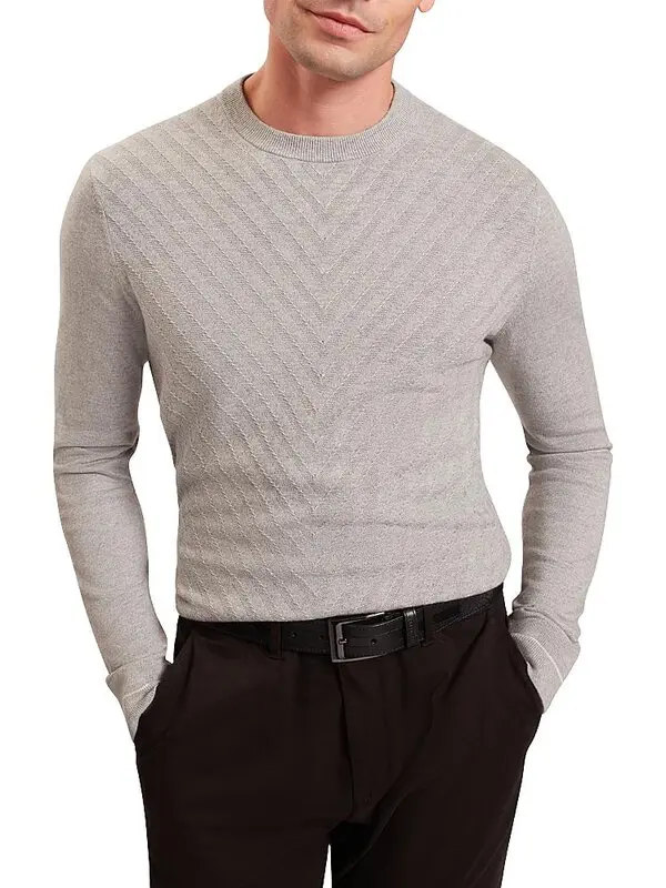 Ted Baker London Corbin Chevron Stitch Crewneck Sweater - Light Grey