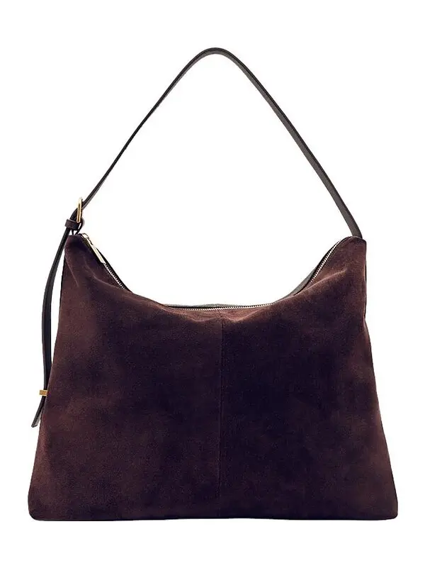 REISS Suede And Grain Leather Tote - Burgundy