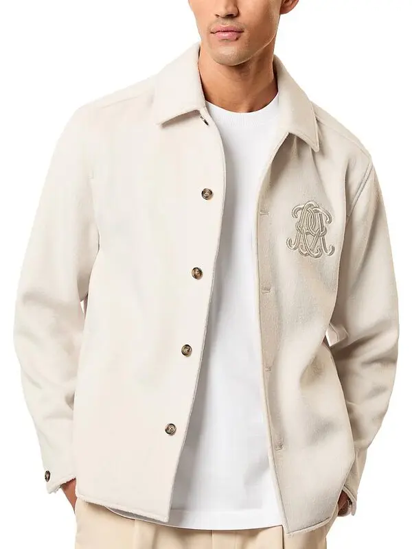 REISS Champ Embroidered Jacket - Ivory White