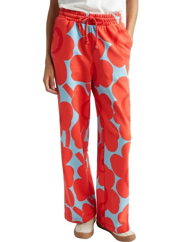 Marimekko Varret Unikko French Terry Sweatpants - Light Blue Red