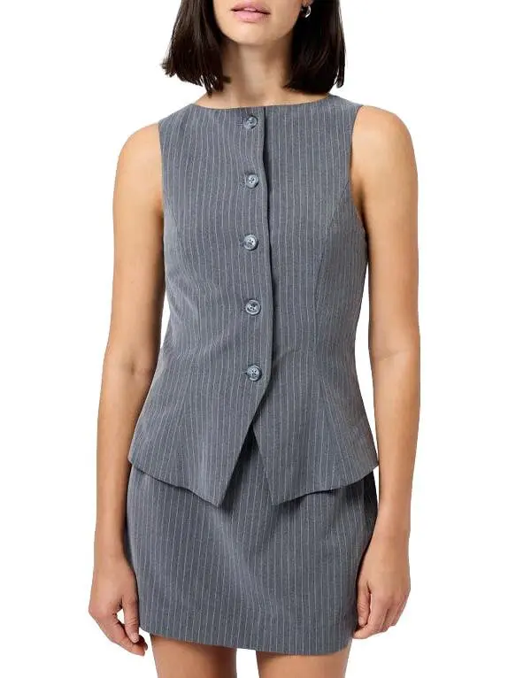 French Connection Minka Pinstripe Vest - Steel Haze-white