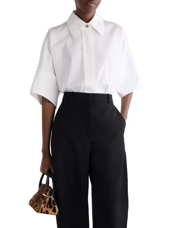 Givenchy Oversize Short-sleeve Cotton Poplin Shirt - White