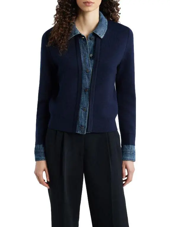Kobi Halperin Veronique Pointelle V-neck Sweater - Navy