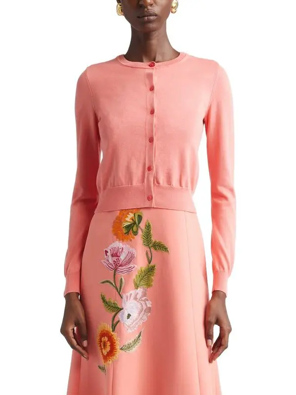 Carolina Herrera Silk-cotton Cardigan - Sunset