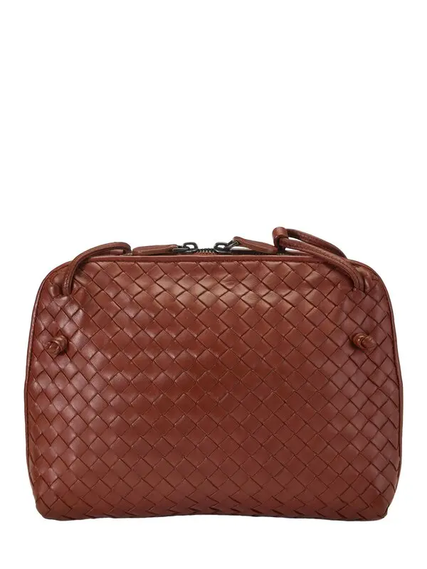Bottega Veneta Intrecciato Leather Nodini Crossbody - Brown