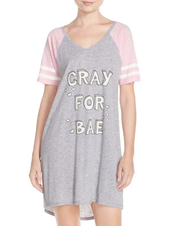 COZY ZOE Cray For Bae Nightshirt - Heather Grey