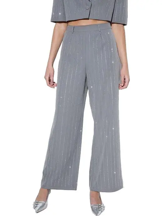 MISSPAP Embellished Straight Leg Trousers - Grey