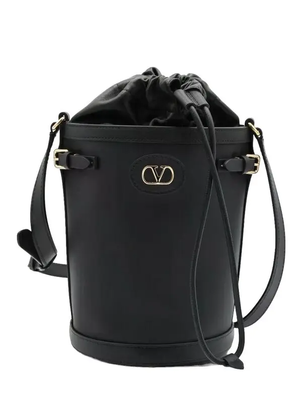 Valentino Garavani Logo-buckle Bucket Bag - Black