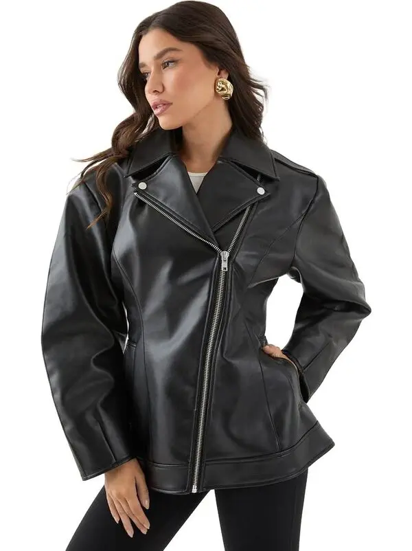 MISSPAP Faux Leather Biker Jacket - Black