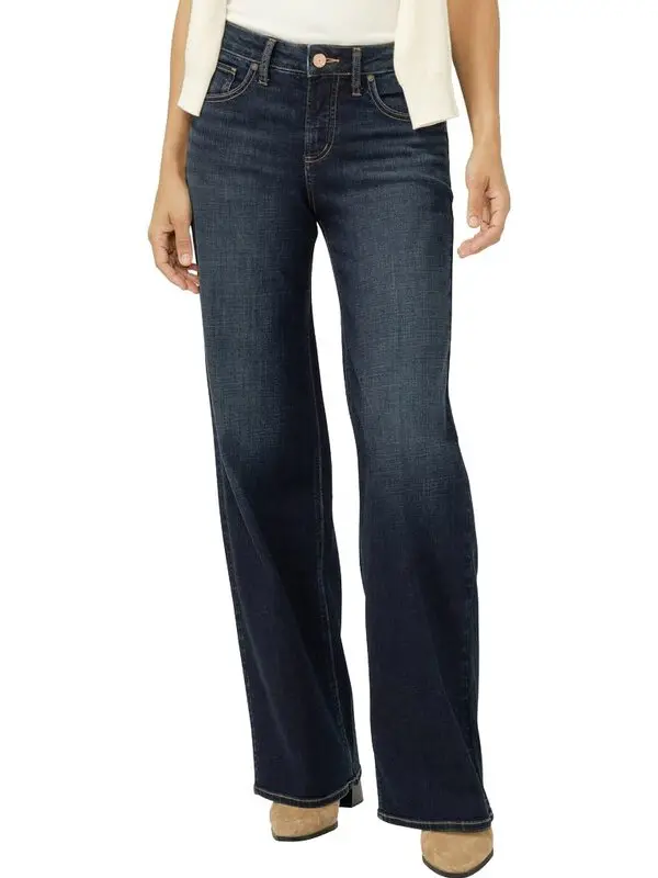 SILVER JEANS CO. Suki Curvy Mid Rise Wide Leg Jeans - Hollen