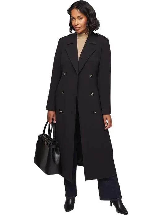 WALLIS Double Crepe Trench Coat - Black