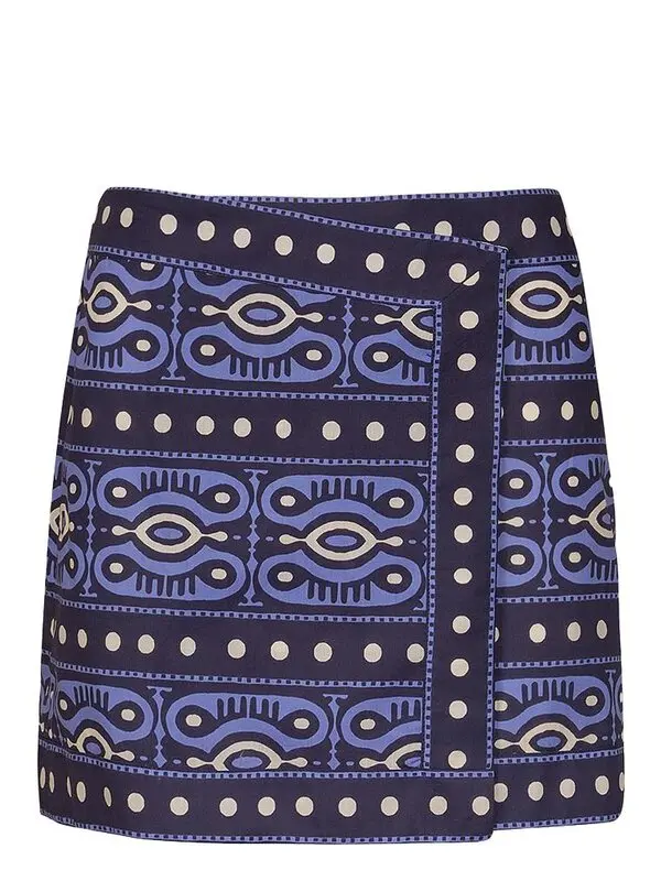 Johanna Ortiz Hunting Roots Mini Wrap Skirt - Navy