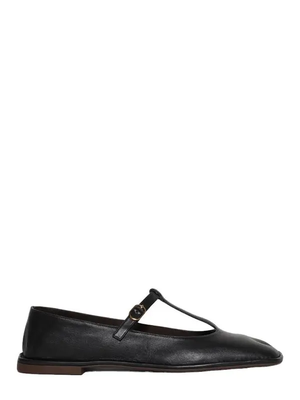 THE ROW Square T-strap Ballerina Flat - Black