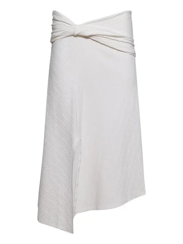 Victoria Beckham Twist Detail Midi Skirt - White