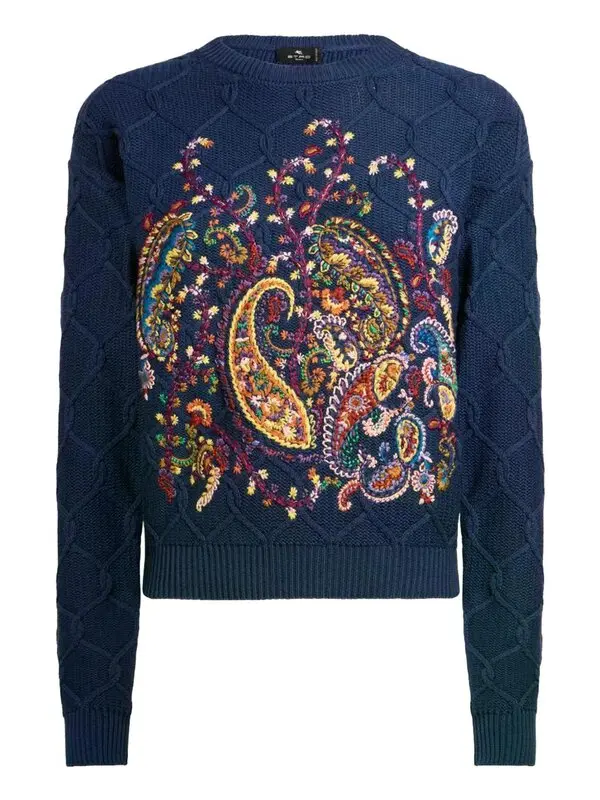 Etro Floral Paisley Embroidered Sweater - Blue