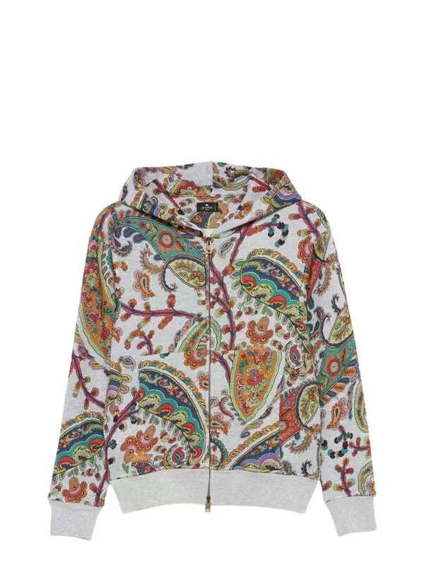 Etro Paisley Print Zip-up Hoodie - Grey